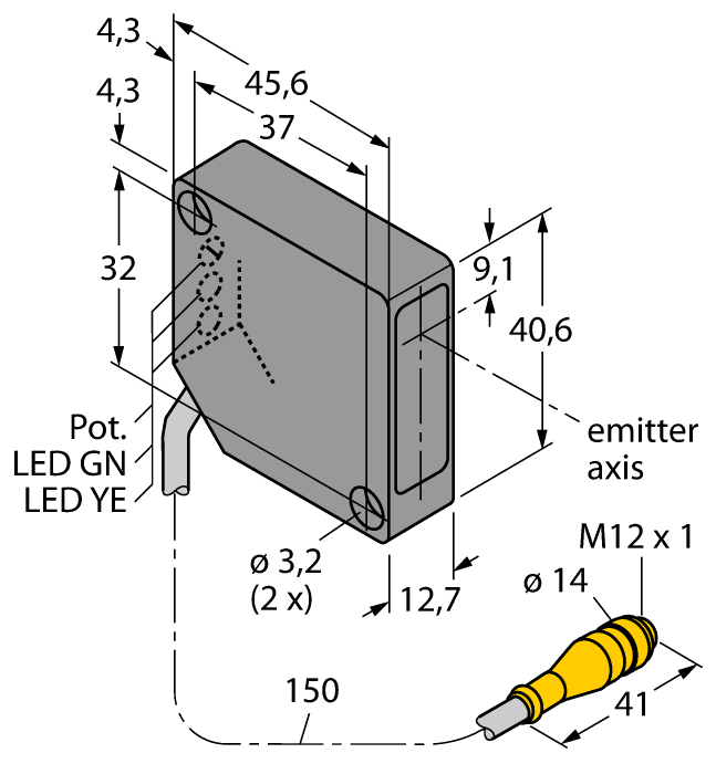 Foto-elektrische sensor - retro-reflectieve lasersensor
