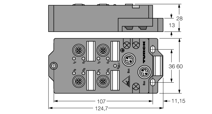 Compact veldbusstation voor AS-interface - 4 ingangen, 4 uitgangen